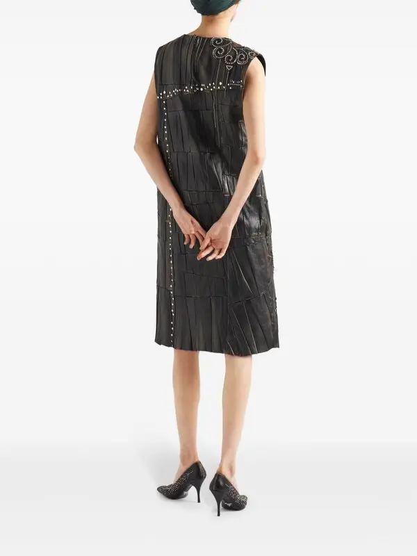 Prada Patchwork Nappa Leather Midi Dress