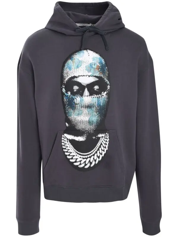 IH NOM UH NIT Graphic-print Cotton Hoodie - Grey