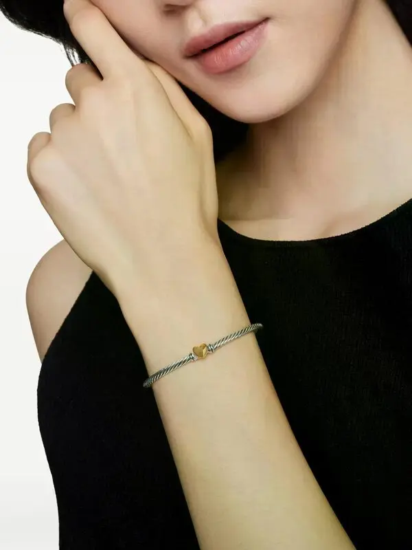 David Yurman 18k Rose Gold And Sterling Heart Bracelet - Silver