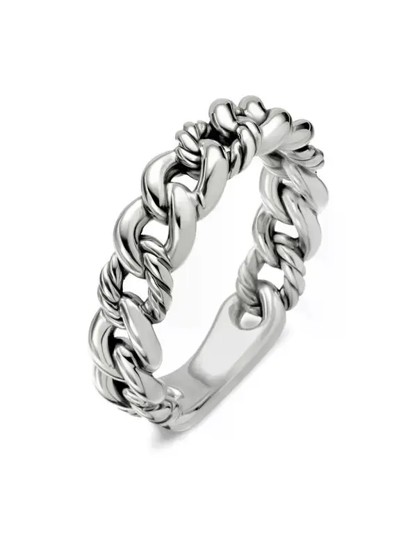 David Yurman Sterling Belmont Curb Link Band Ring - Silver