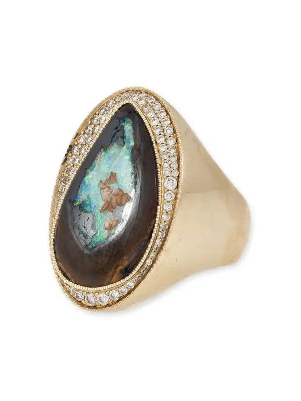 Jacquie Aiche 14kt Yellow Koroit Diamond And Opal Ring