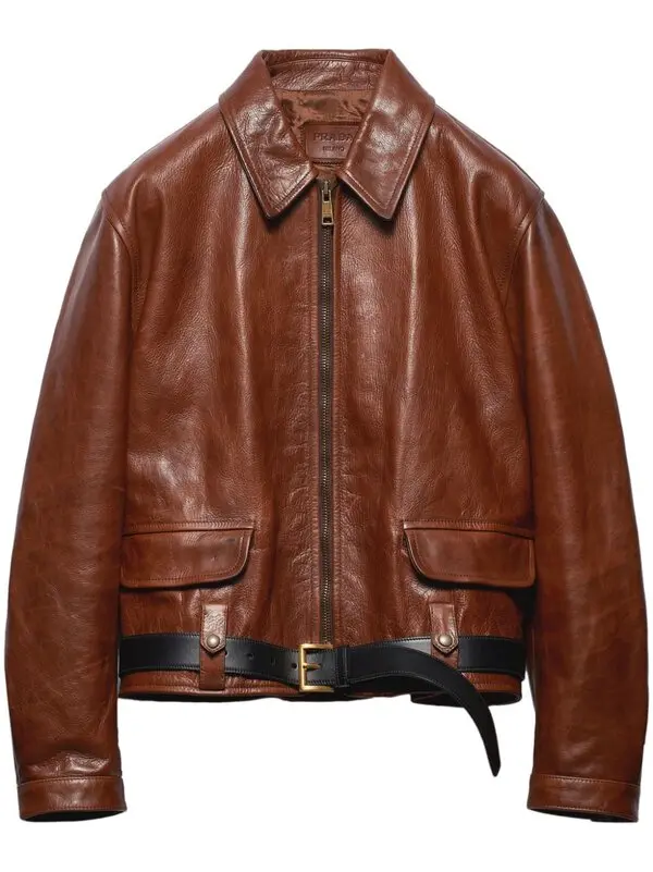Prada Belted Leather Jacket