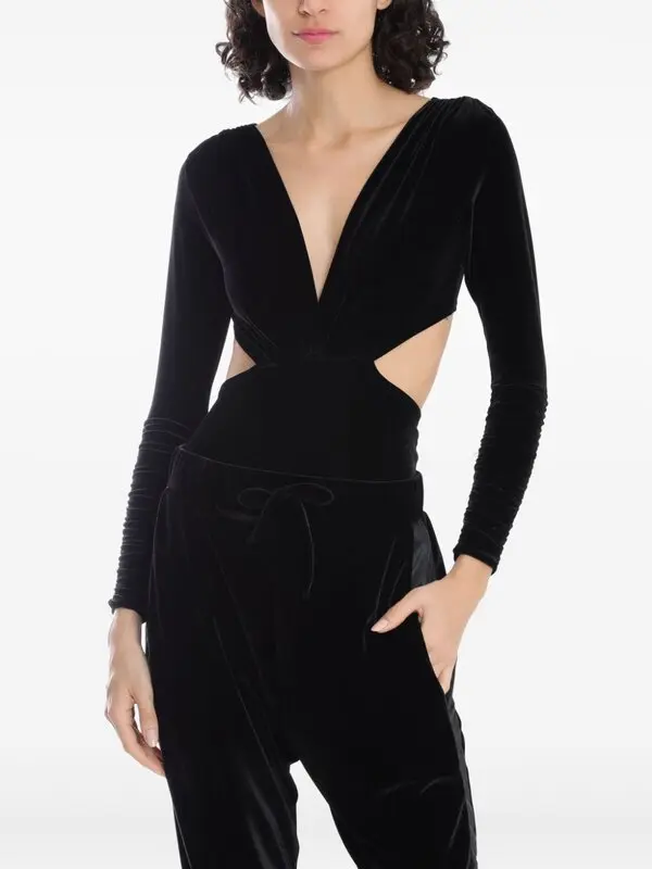 AMIR SLAMA V-neck Velvet Bodysuit