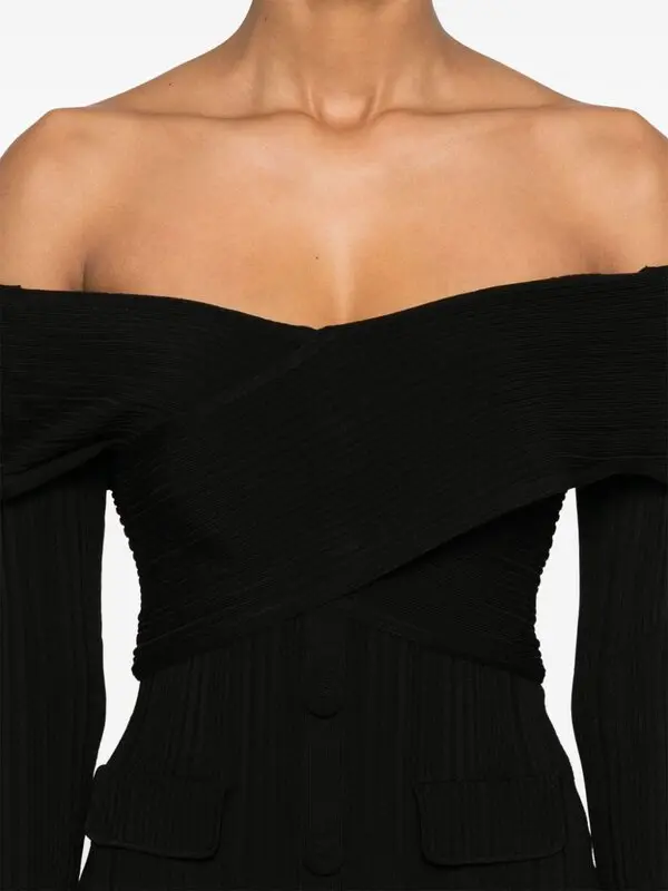 strapless open back dress Memoire Off-Shoulder Textured Mini Dress Pink main image 0