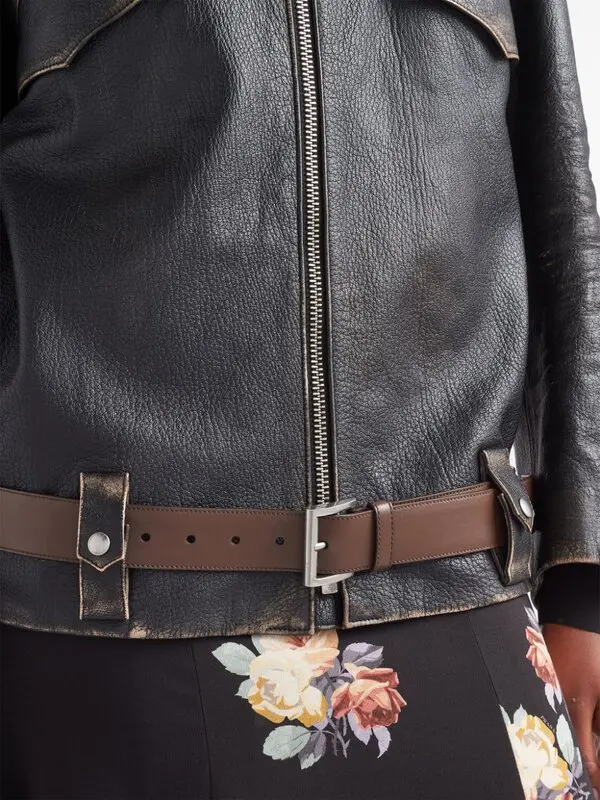Prada Leather Blouson Jacket - Black