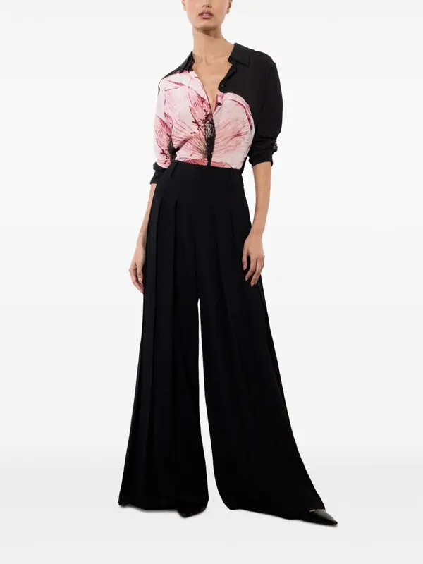 Alice + Olivia Willa Floral Silk Shirt - Black