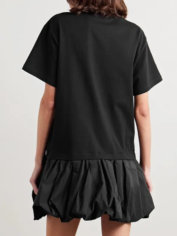 Sea Belen Gathered Cotton-Jersey And Taffeta Mini Dress - Black |  Editorialist