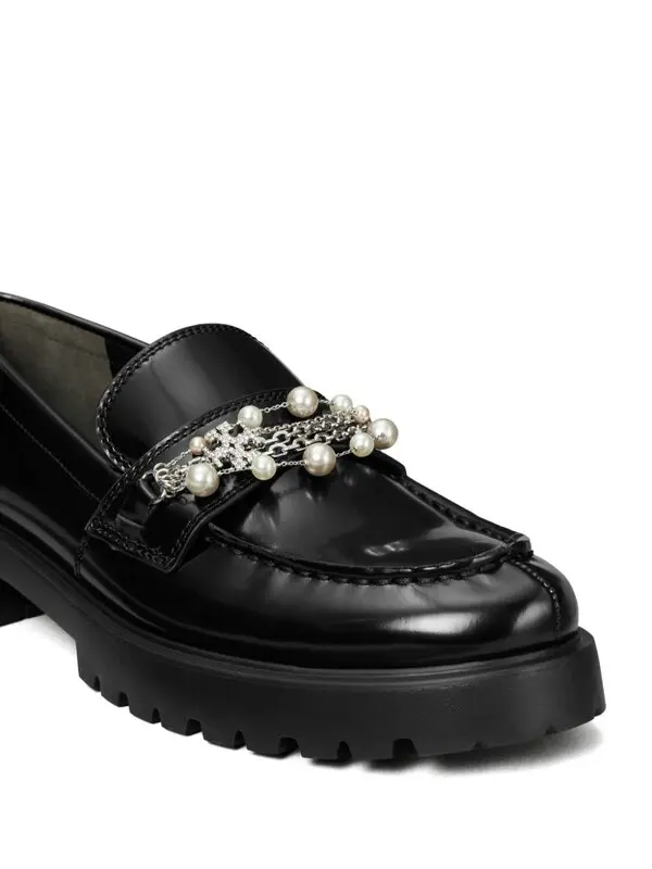 Tory Burch Embellished Lug Loafers - Black