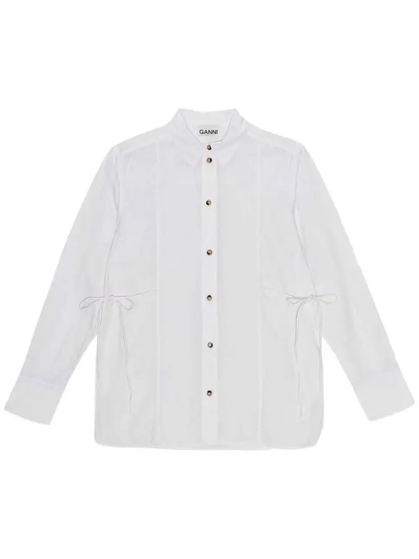 GANNI Self-tie Cotton Shirt - White
