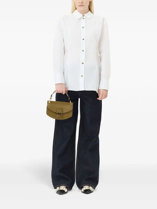 GANNI Self-tie Cotton Shirt - White
