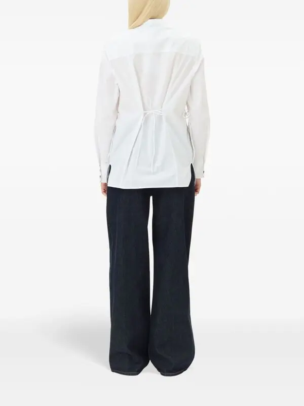 GANNI Self-tie Cotton Shirt - White