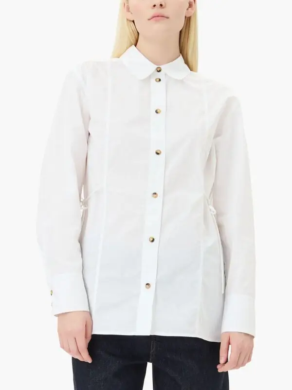 GANNI Self-tie Cotton Shirt - White