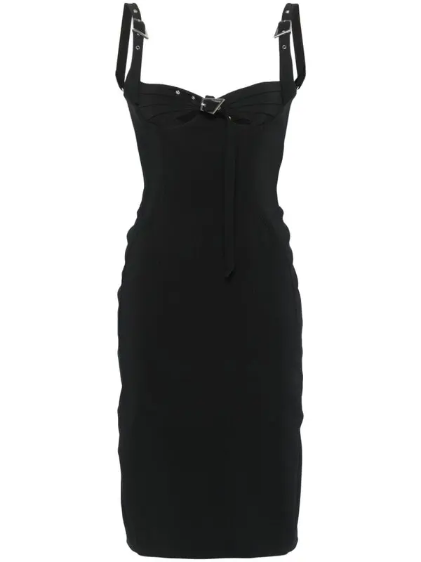 MUGLER Buckled Bustier Midi Dress
