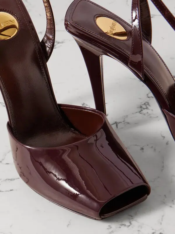 Saint Laurent La Scandale Patent-leather Mules