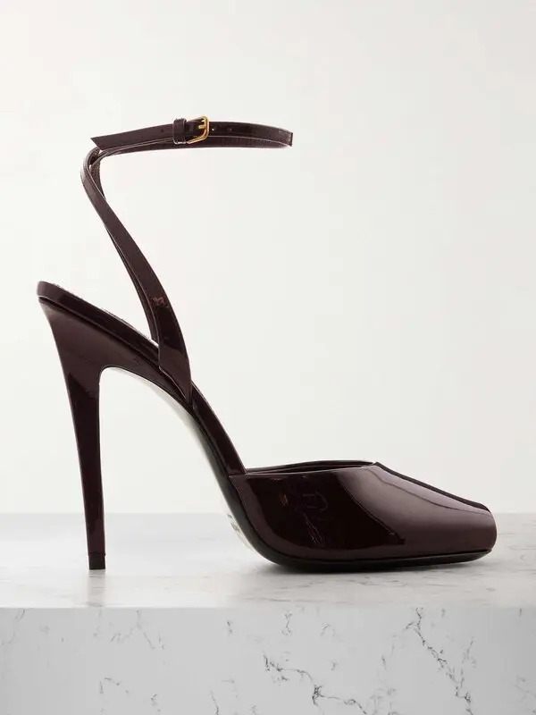 Saint Laurent La Scandale Patent-leather Mules