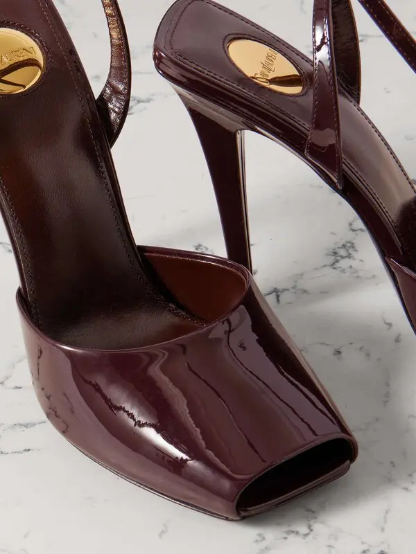 Saint Laurent La Scandale Patent-leather Mules