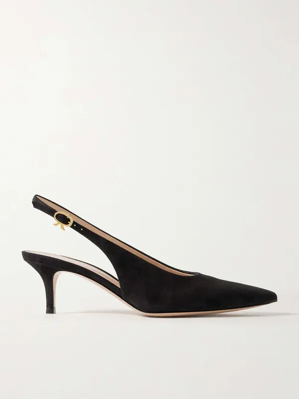GIANVITO ROSSI Robbie 45 Suede Slingback Pumps - Black