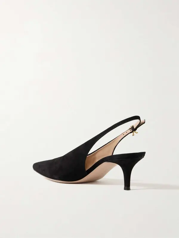 GIANVITO ROSSI Robbie 45 Suede Slingback Pumps - Black