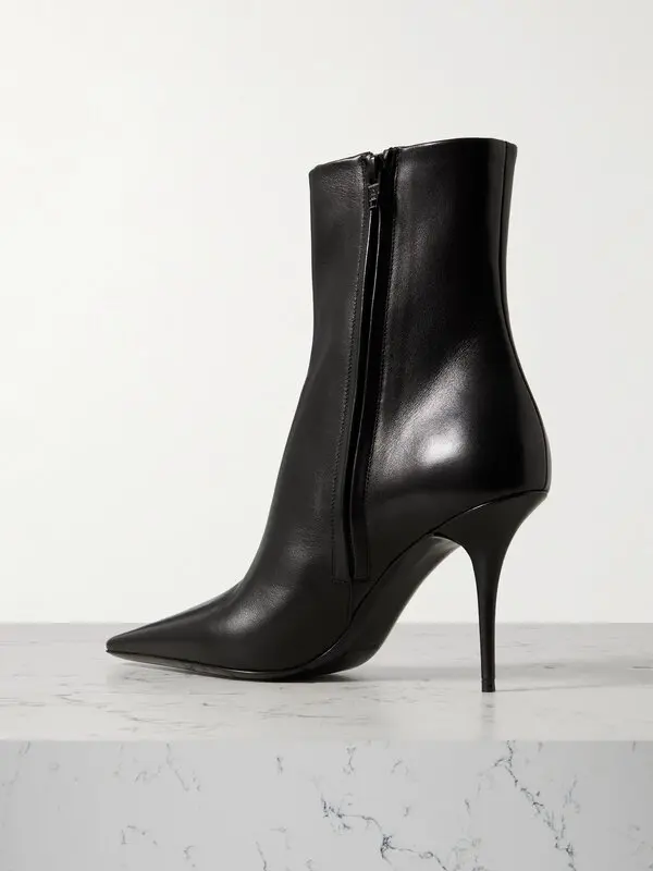 Saint Laurent Ashley Leather Ankle Boots - Black