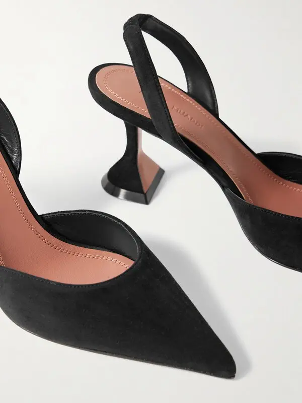 Amina Muaddi Holli Suede Slingback Pumps