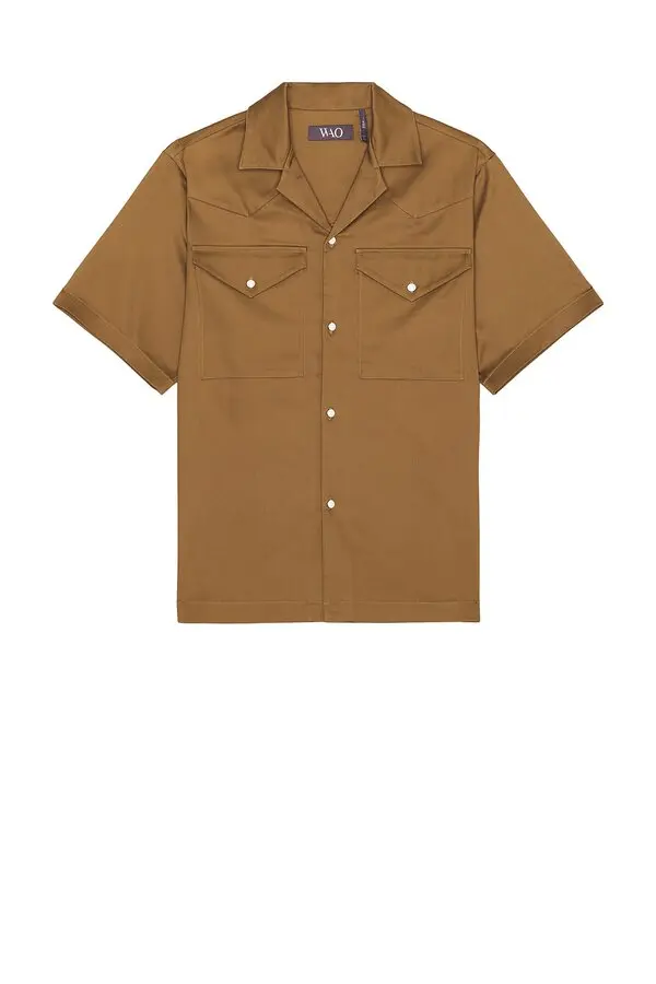 WAO Satin Western Short Sleeve Shirt - Olive