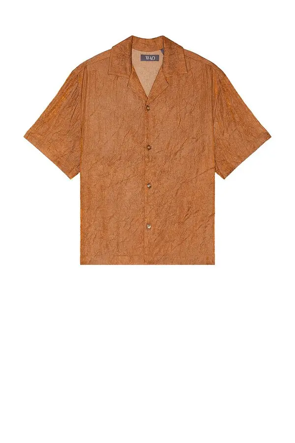 WAO Crinkled Short Sleeve Shirt - Brown