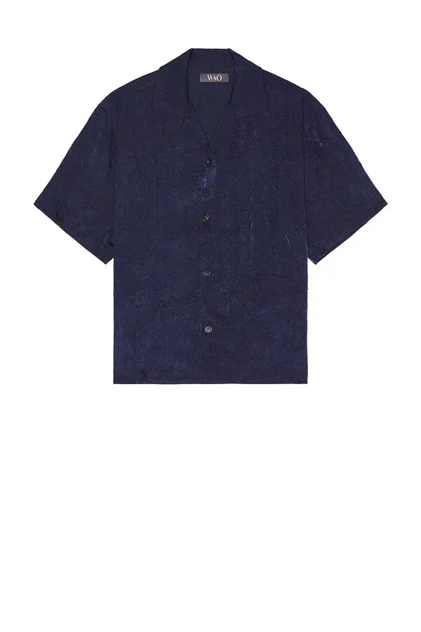 WAO Crinkled Short Sleeve Shirt - Navy