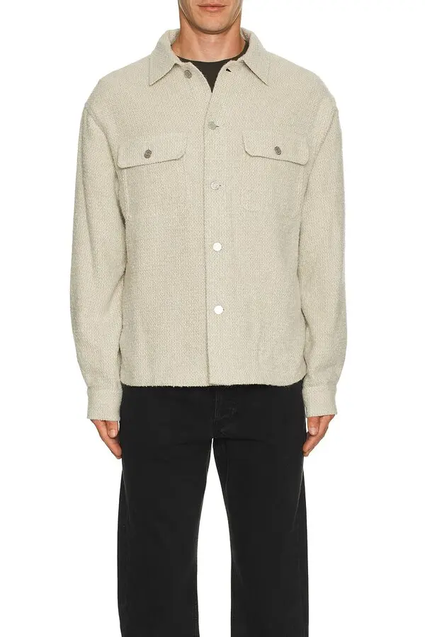 FRAME Tweed Overshirt Jacket In Brown