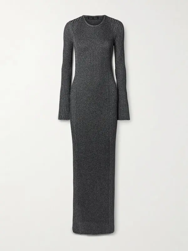 Proenza Schouler Joni Ribbed-knit Maxi Dress - Gray