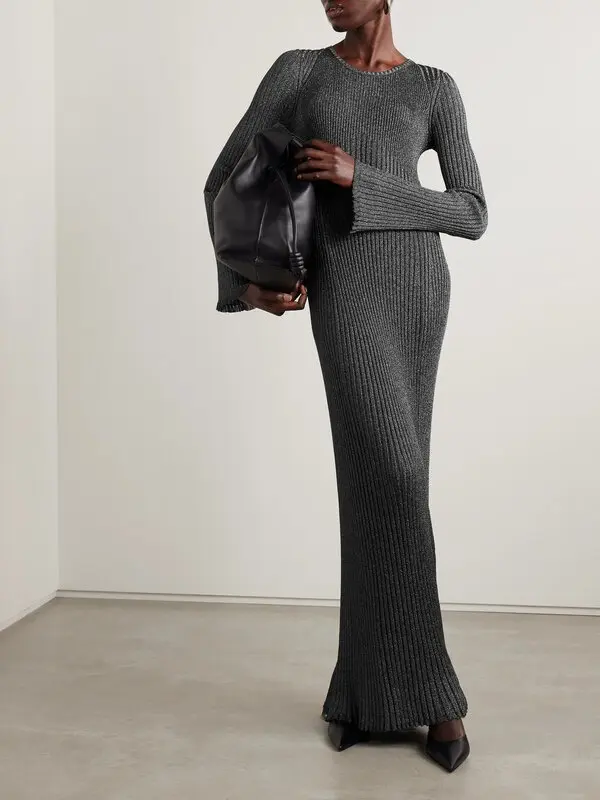 Proenza Schouler Joni Ribbed-knit Maxi Dress - Gray