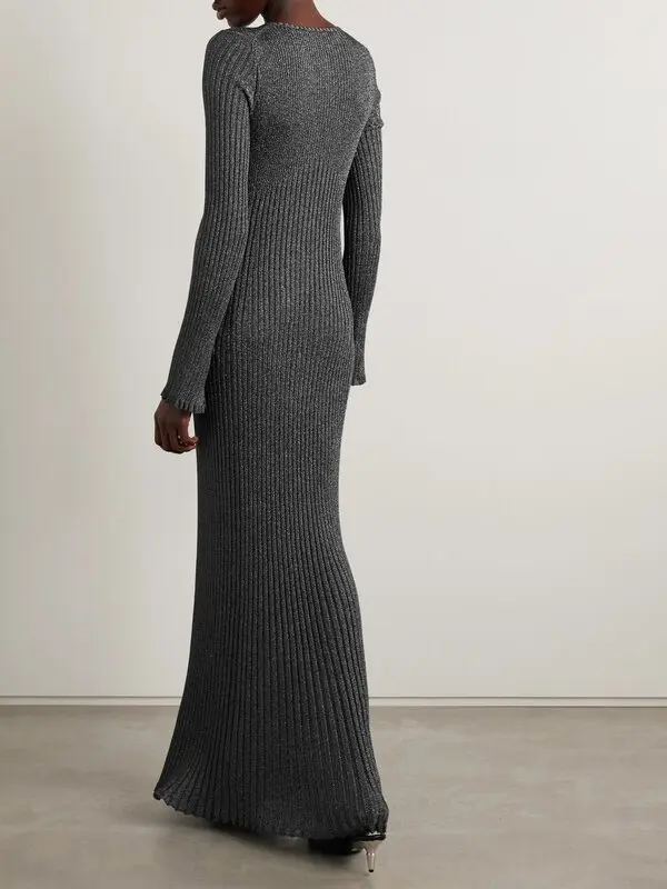 Proenza Schouler Joni Ribbed-knit Maxi Dress - Gray