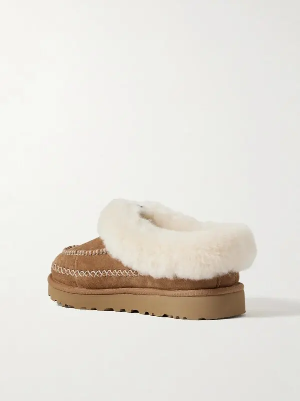 UGG Tasman Alpine Embroidered Shearling Slippers - Brown