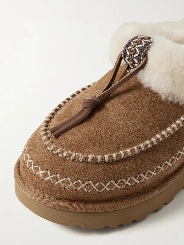 UGG Tasman Alpine Embroidered Shearling Slippers - Brown