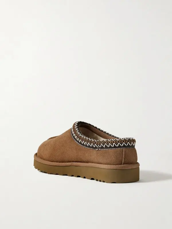UGG Tasman Embroidered Shearling Slippers - Brown