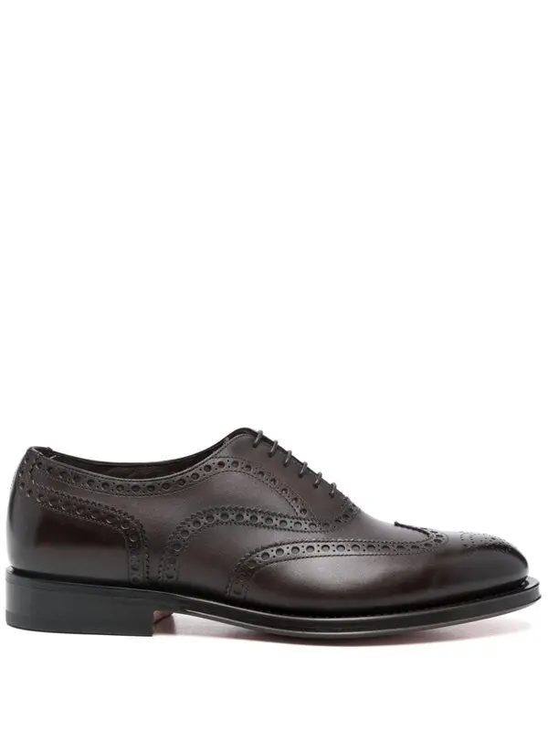 Santoni Leather Oxford Shoes - Brown | Editorialist display picture 3