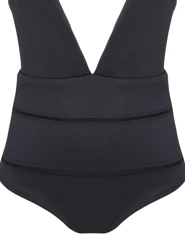 AMIR SLAMA Plunging V-neck Swimsuit - Black