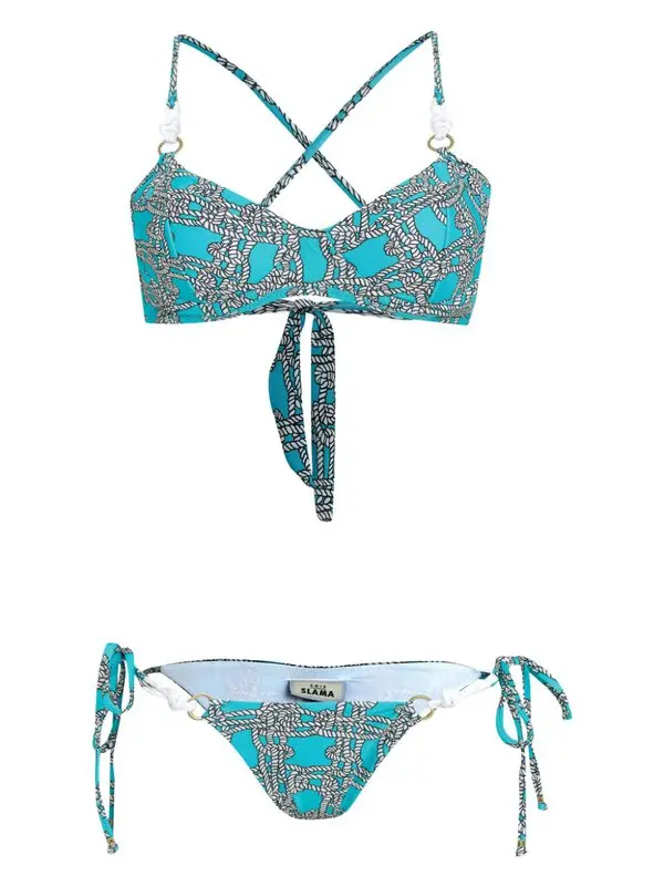 AMIR SLAMA Graphic Print Bikini - Blue