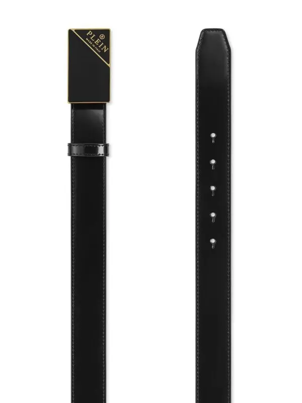 Philipp Plein Logo Buckle Leather Belt