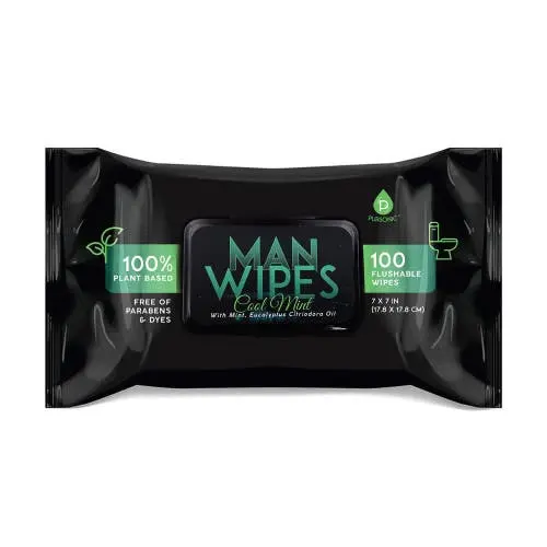 PURSONIC Clean & Refresh Bundle 1200 Flushable Wipes 12 Pack + Bath Body Brush