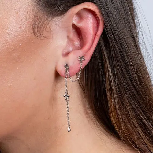 LUCY QUARTERMAINE Splash Double Post Drop Earrings - Sterling Silver
