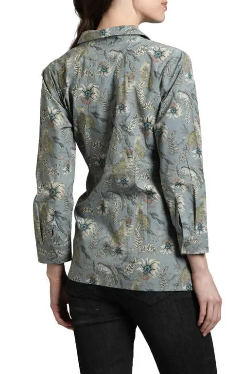 APNY Mixed Print Side Tie Cotton Button-up Shirt