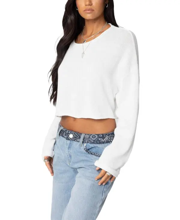 EDIKTED Shyrah Oversized Knit Top - White