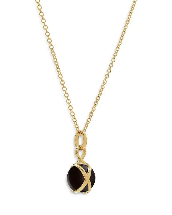 L. KLEIN 18k Yellow Gold Prisma Black Agate Pendant Necklace - Black/gold