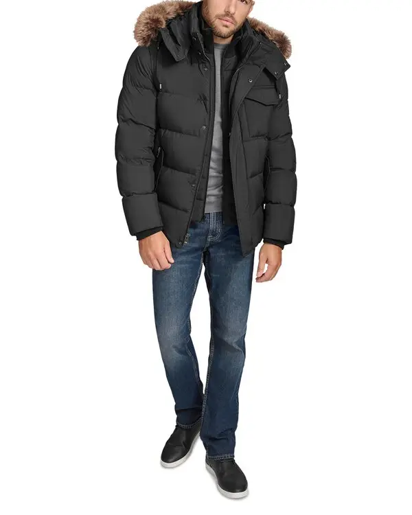 Andrew Marc Forester Faux-Fur-Trimmed Down Jacket - Black