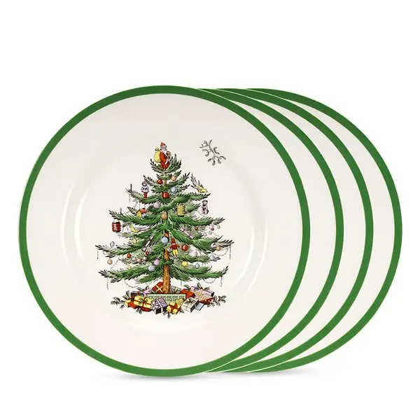 SPODE Christmas Tree Dinner Plates, Set Of 4 - No Color