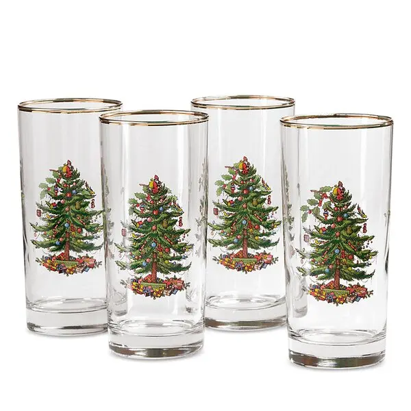 SPODE Christmas Tree Highball Glass, Set Of 4 - No Color