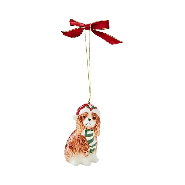 SPODE Christmas Tree King Charles Spaniel Ornament - Green