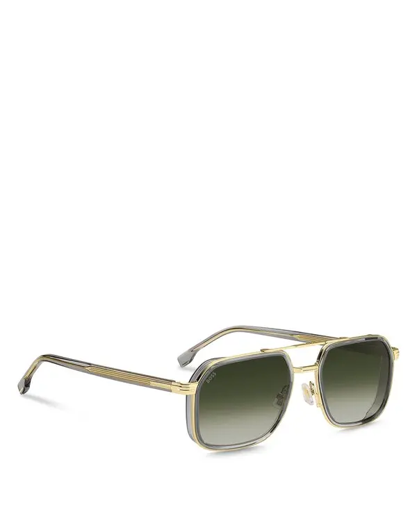 Hugo Boss Rectangle Sunglasses, 55mm - Gold/green