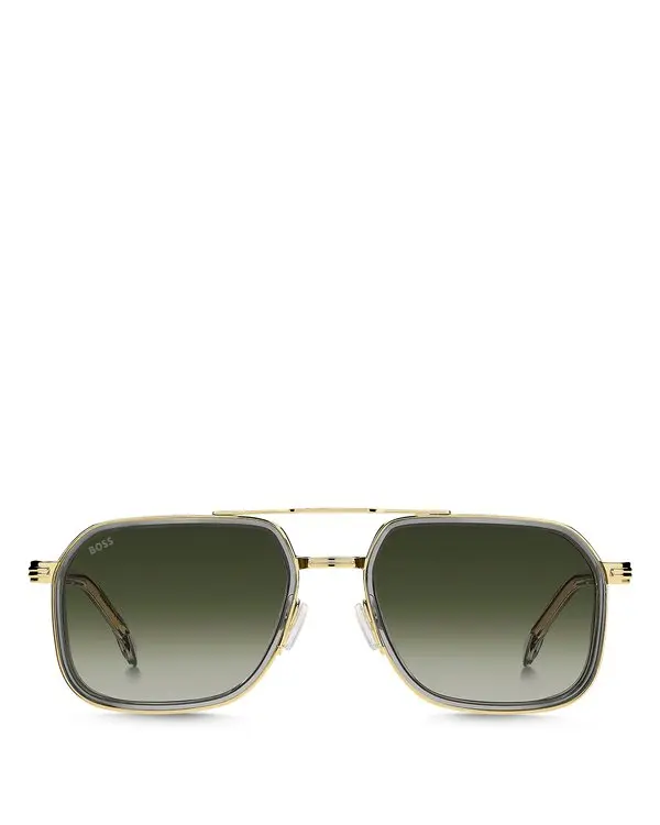 Hugo Boss Rectangle Sunglasses, 55mm - Gold/green