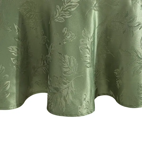 ELRENE HOME FASHIONS Elegant Woven Leaves Jacquard Damask Oval Tablecloth - Olive